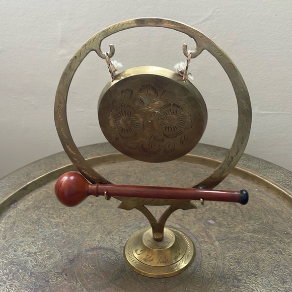 Accents | Small Vintage Etched Brass Decorative Gong | Poshmark